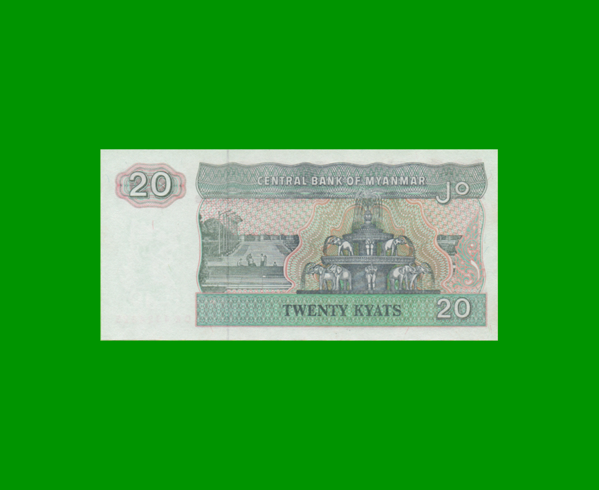 BILLETE DE MYANMAR 20 KYATS, PICK 72, ESTADO SIN CIRCULAR.- – Billetes ...