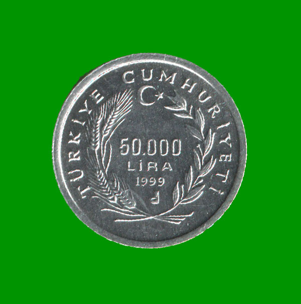 MONEDA DE TURQUIA 50.000 LIRAS, AÑO 1999, ESTADO NUEVA.- – Billetes ...